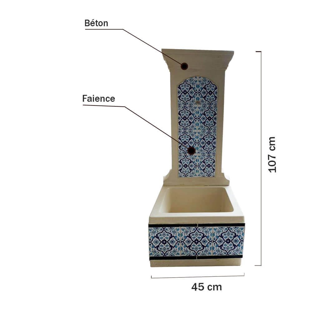 Fontaine murale faïence motif bleue- FM20 - La belle Façade